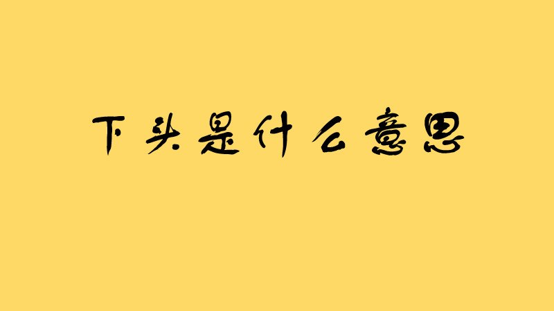 下头”是什么意思? 布丁导航网